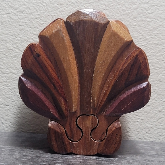 Storage & Organization | Carved Wood Sea Shell Puzzle Trinket Box ...